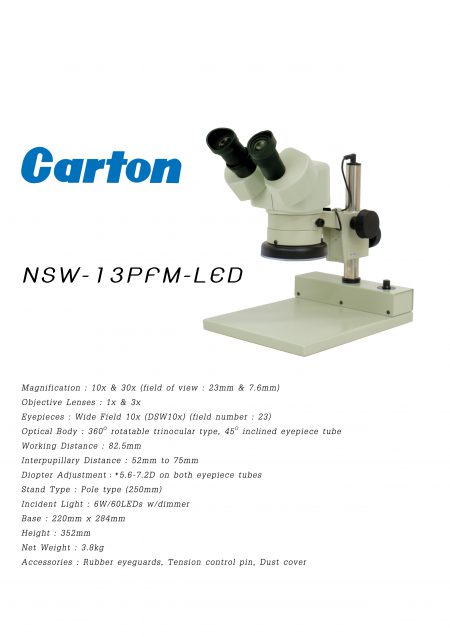 CARTON Fixed Stereo Microscope NSW Series – powerstep