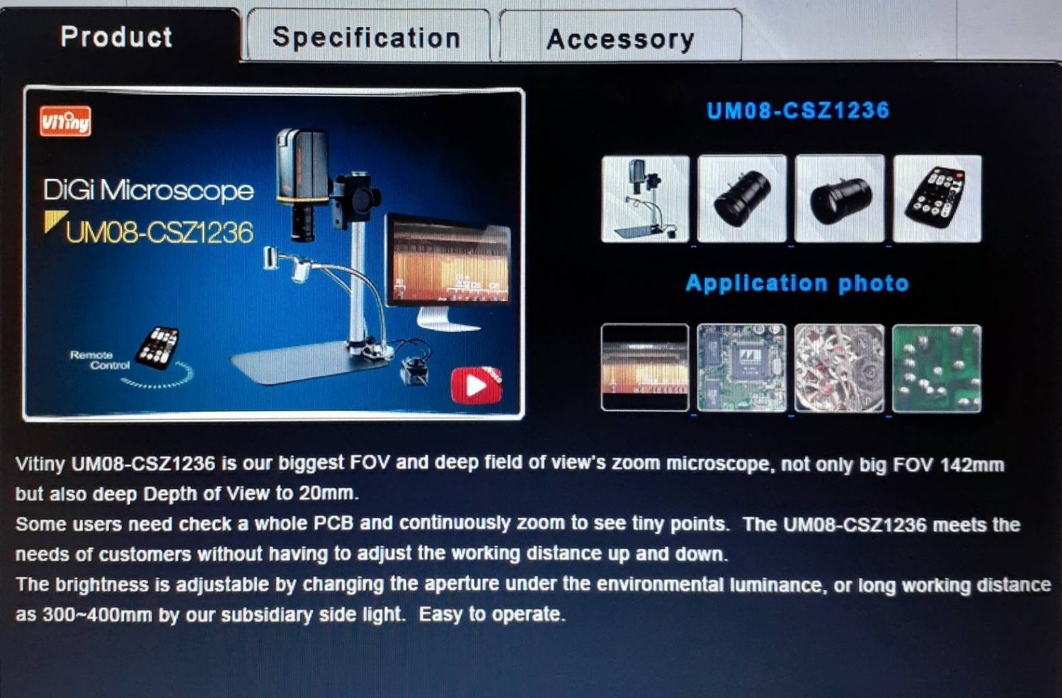 HDMI Digital Microscope ViTiny UM08-CSZ1236 – powerstep